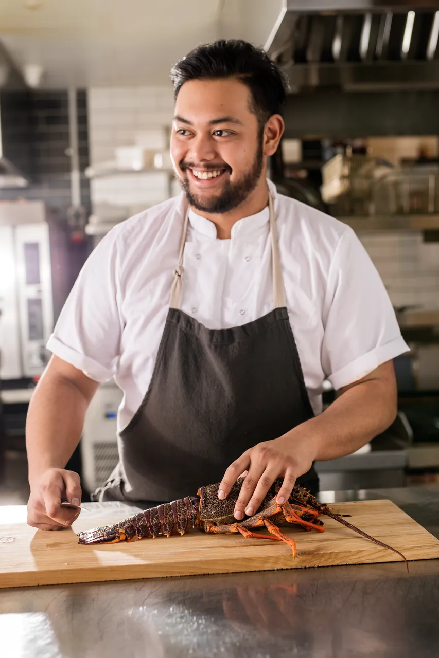Chef prepares crayfish