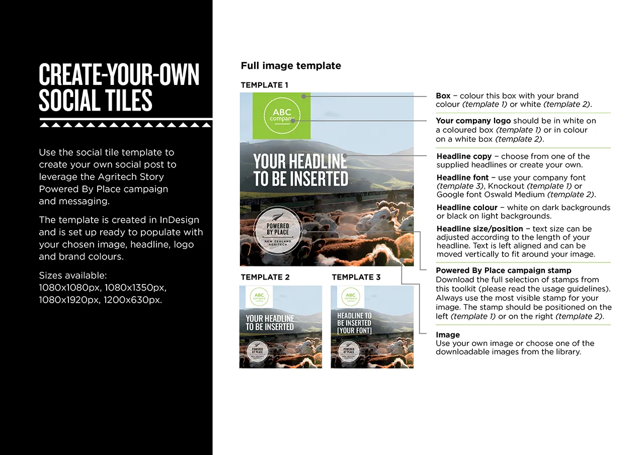 Powered By Place social tile InDesign template